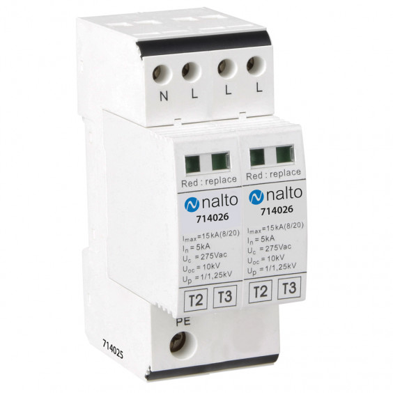 Parafoudre Compact Triphasée Tetrapolaire Type 2+3 Imax 15kA NALTO