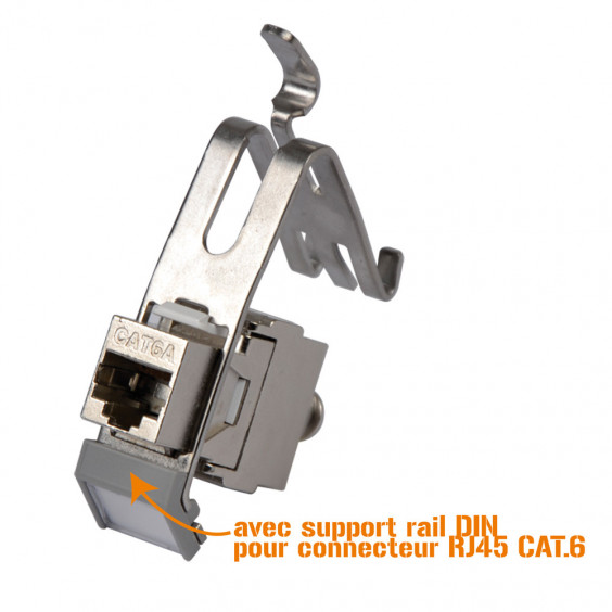 Pack 4 Connecteurs RJ45 CAT.6 + 4 Supports rail DIN pour connecteur ...