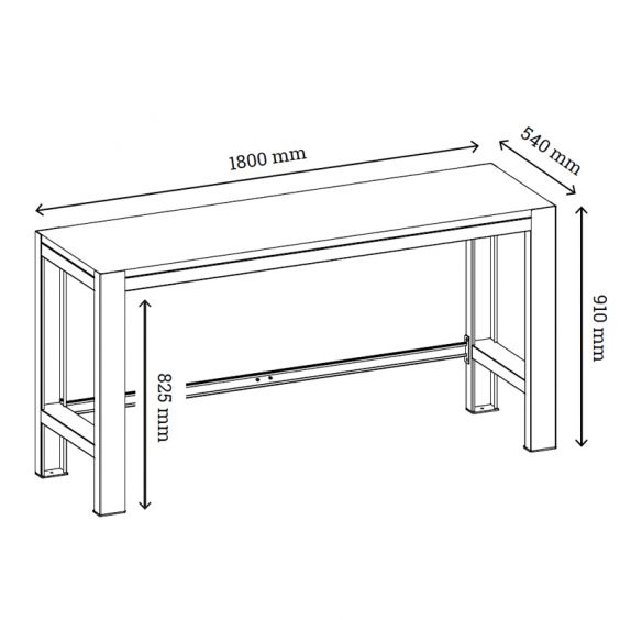 Pack établi 180x54x91cm avec plateau en bois d'Hévéa + panneau perforé ...