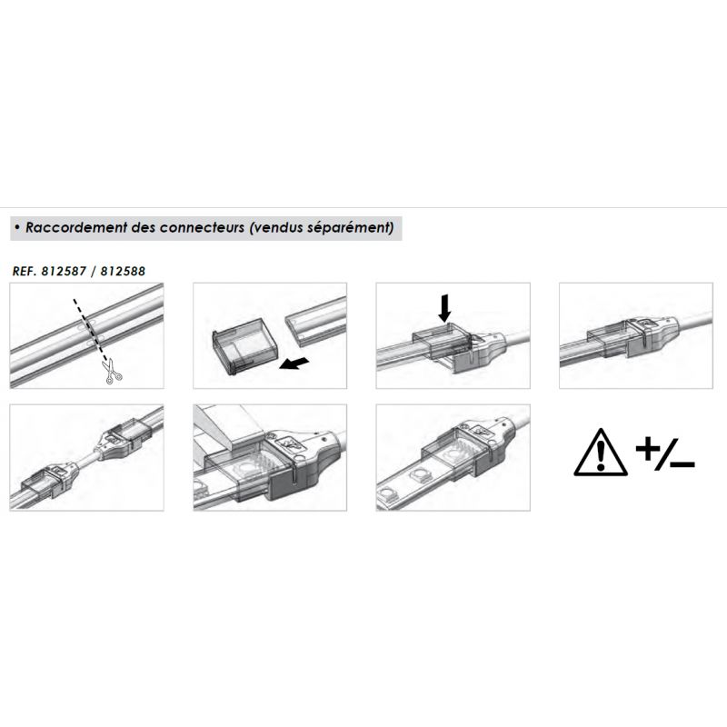 Connecteur d’alimentation à câbles pour Ruban Led COB 24V IP65 10mm réf ...